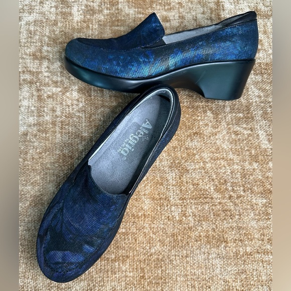 Alegria | Shoes | Algeria Emma Leather Blue Metallic Slipon Clogshoes Size 38 | Poshmark
